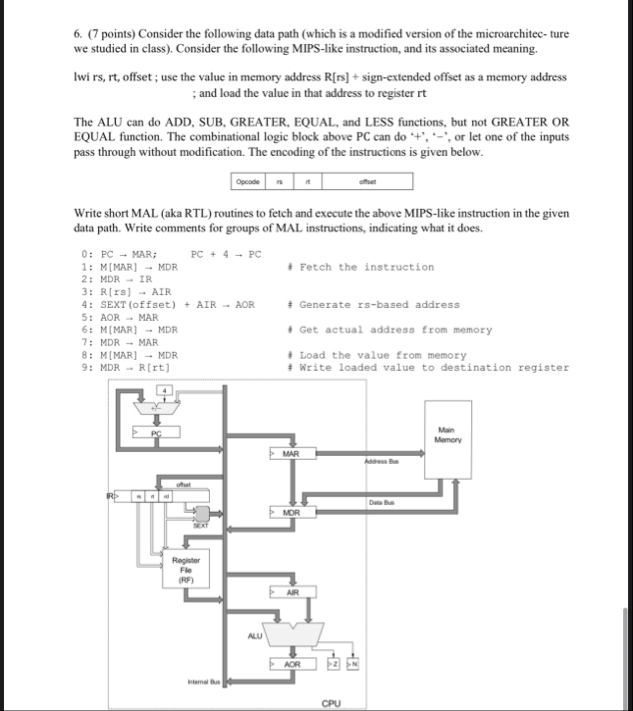 Solved (7 ﻿points) ﻿Consider the following data path (which | Chegg.com