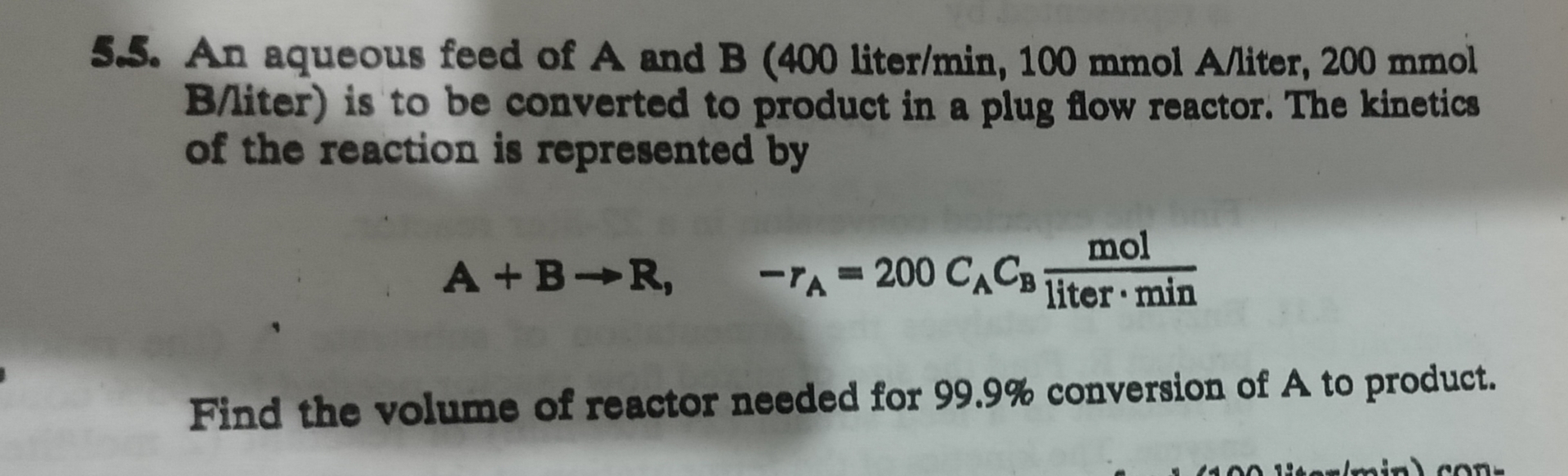 Solved 5.5. ﻿An aqueous feed of A and B ( 400 ﻿liter | Chegg.com