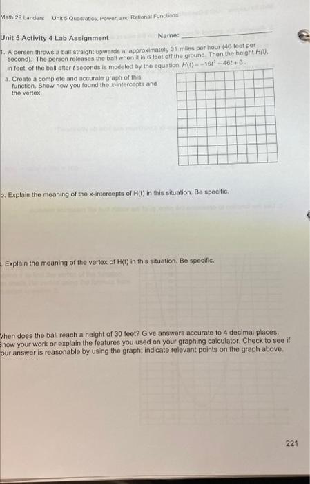 Solved Math 29 Landers Unit 5 Quadratics, Power, and | Chegg.com