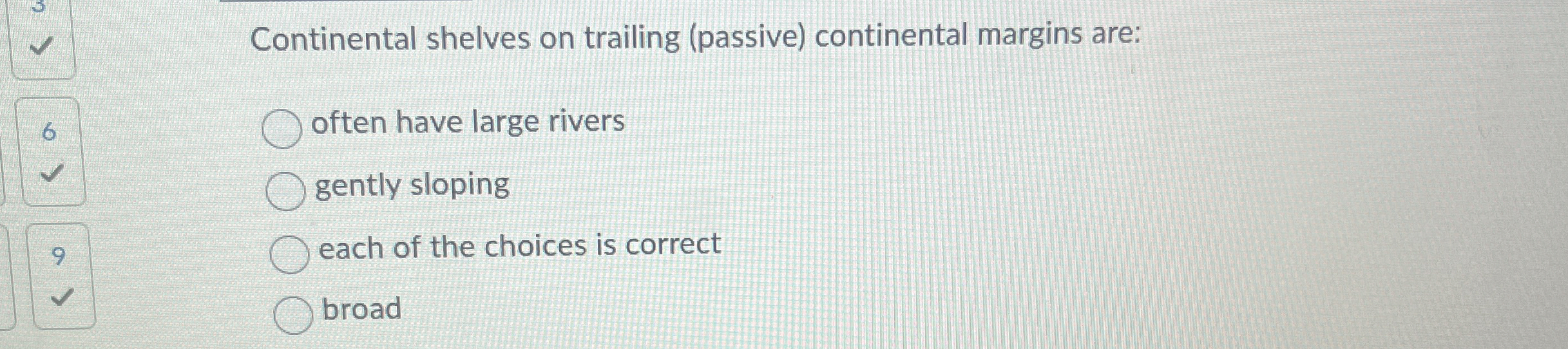 Solved Continental shelves on trailing (passive) | Chegg.com