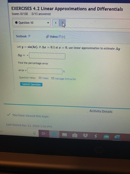 Solved EXERCISES 4.2 Linear Approximations and Differentials | Chegg.com