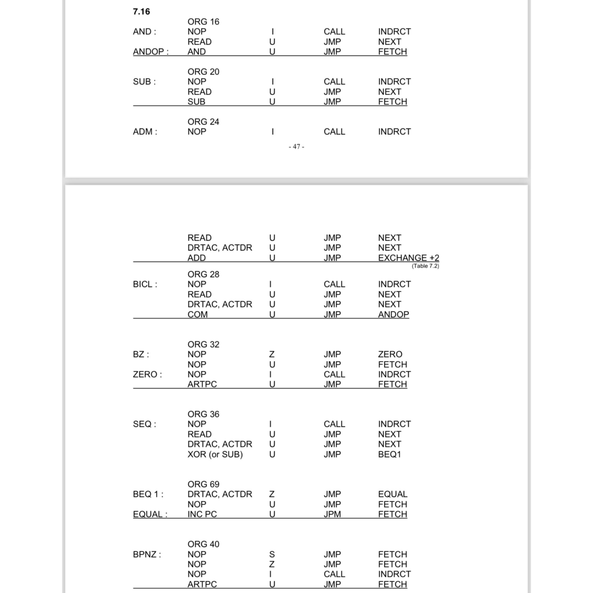 7.16 −47− \begin{tabular}{lllll} & READ & U & JMP & | Chegg.com