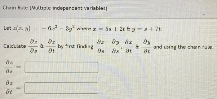 Solved Chain Rule (Multiple independent variables) Let z(2, | Chegg.com