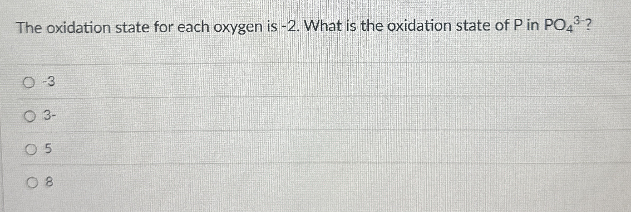 Solved The oxidation state for each oxygen is -2 . ﻿What is | Chegg.com