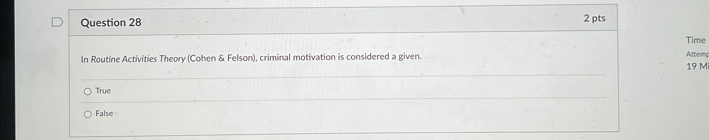 Solved Question 282 ﻿ptsIn Routine Activities Theory (Cohen | Chegg.com