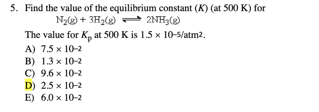 Find the value of ﻿the equilibrium constant | Chegg.com