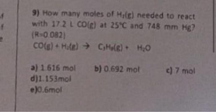 Solved how many moles of h2(g) react with 6 mol of O2 | Chegg.com