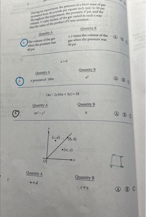 Solved Quantitative Comparison Questions For Questions 1 to | Chegg.com