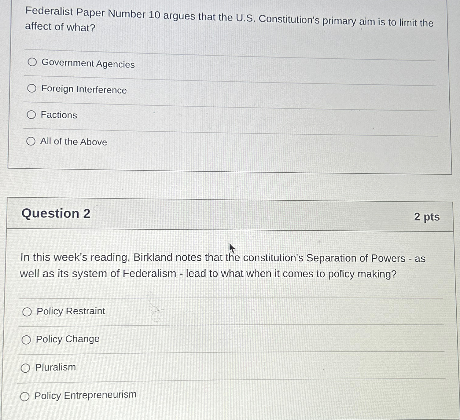 Solved Federalist Paper Number 10 ﻿argues that the U.S. | Chegg.com