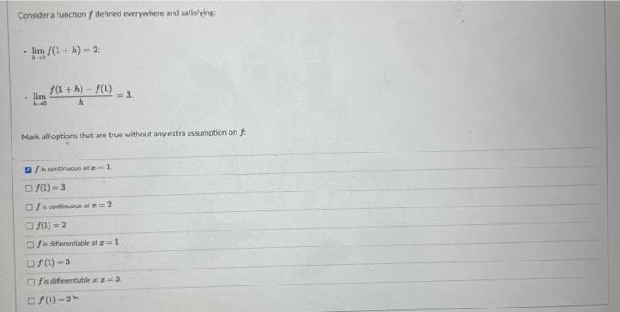 Solved Consider a function f defined everywhere and | Chegg.com