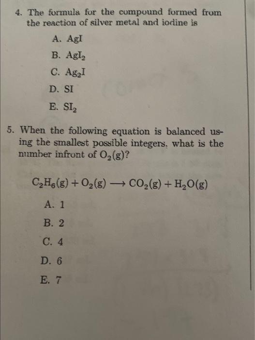 Solved 4. The formula for the compound formed from the | Chegg.com