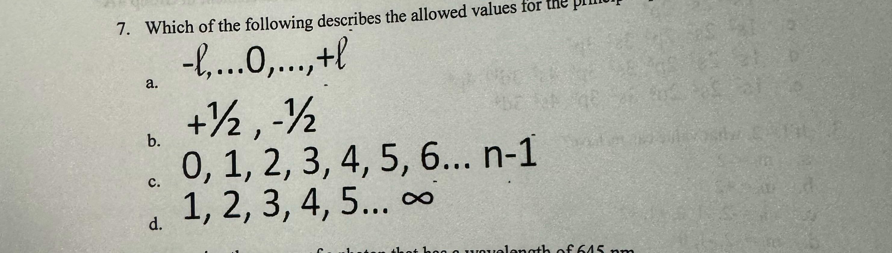 Solved Which of the following describes the allowed values | Chegg.com