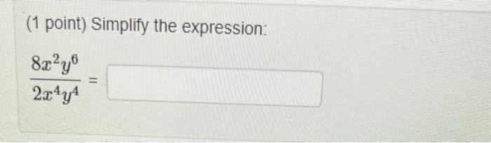 Solved (1 point) Simplify the expression: −5a−6b−130a−3b7=(1 | Chegg.com