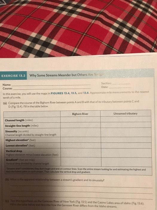 Solved EXERCISE 13.2 Why Some Streams Meander but Others Are | Chegg.com