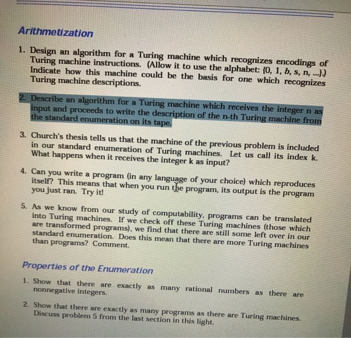 Solved Arithmetization 1. Design an algorithm for a Turing | Chegg.com