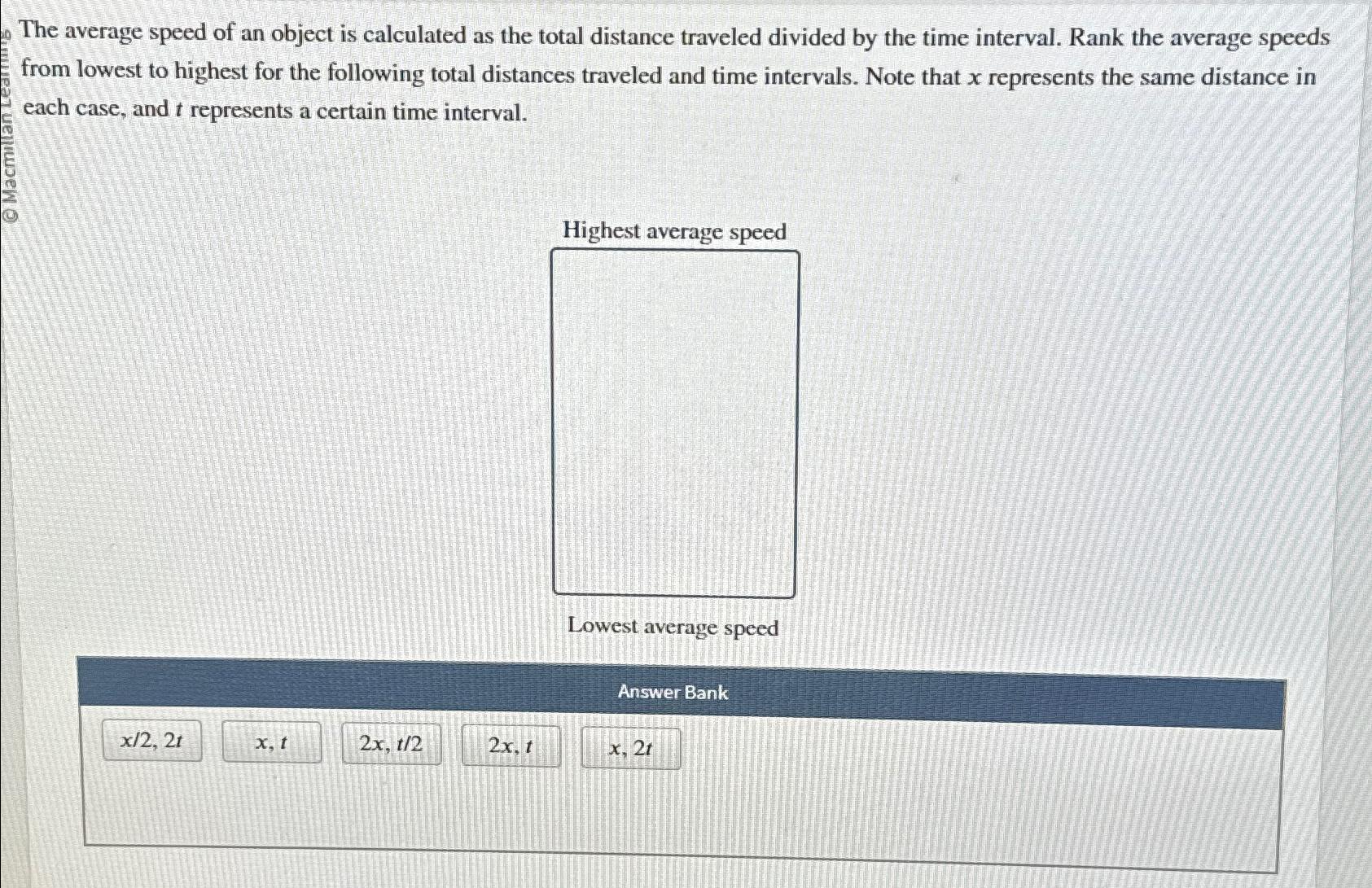 Solved The average speed of an object is calculated as the | Chegg.com