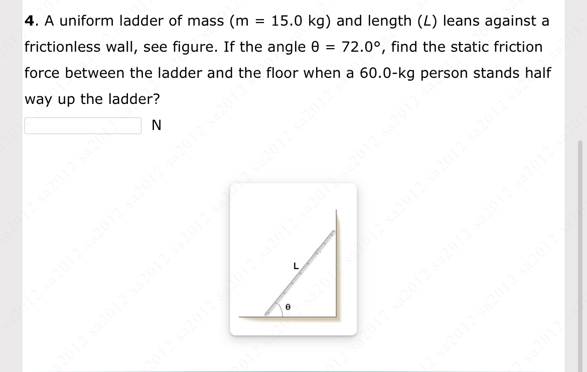 Solved A uniform ladder of mass | Chegg.com