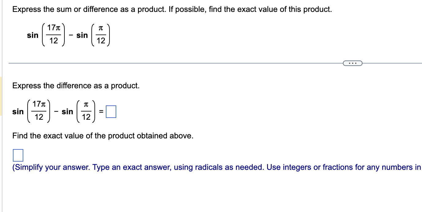 Express the sum or difference as a product. If | Chegg.com