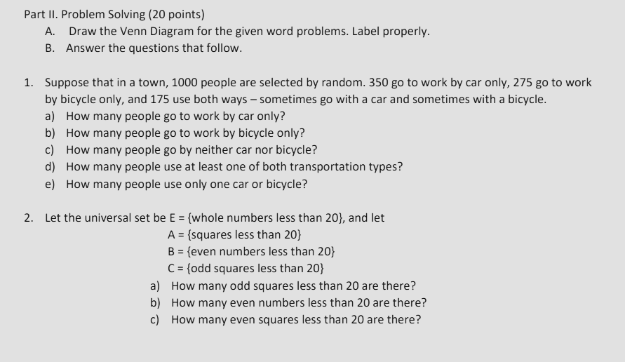 Solved Part II. ﻿Problem Solving (20 ﻿points)A. ﻿Draw the | Chegg.com