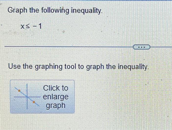Solved Graph the following inequality. x≤−1 Use the graphing | Chegg.com