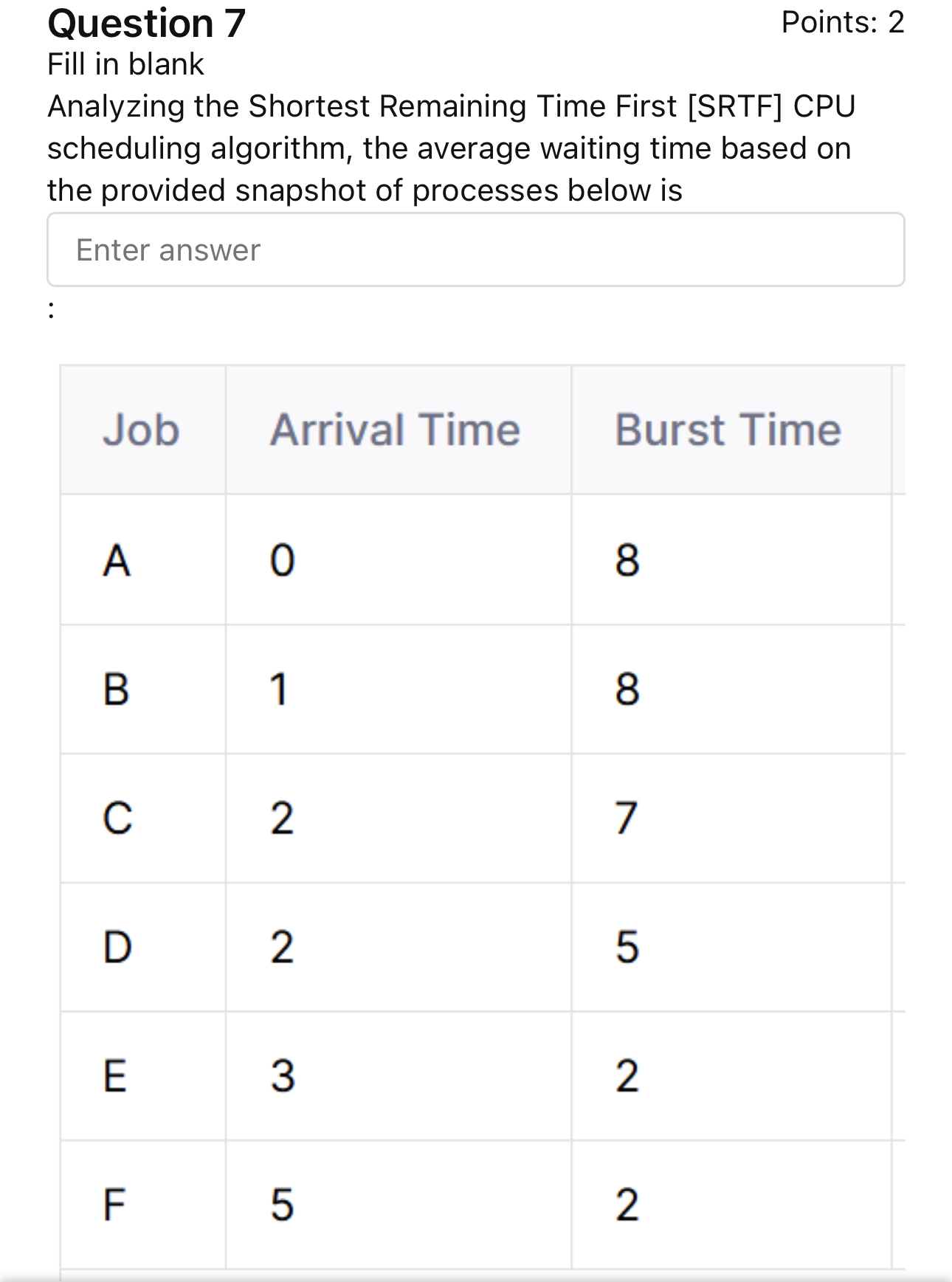 Solved Question 7Points: 2Fill in blankAnalyzing the | Chegg.com