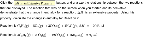 Solved Click the Delta H is an Extensive Property button, | Chegg.com