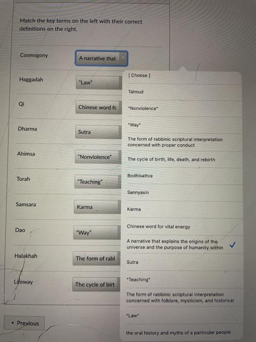 Solved Match the key terms on the left with their correct | Chegg.com