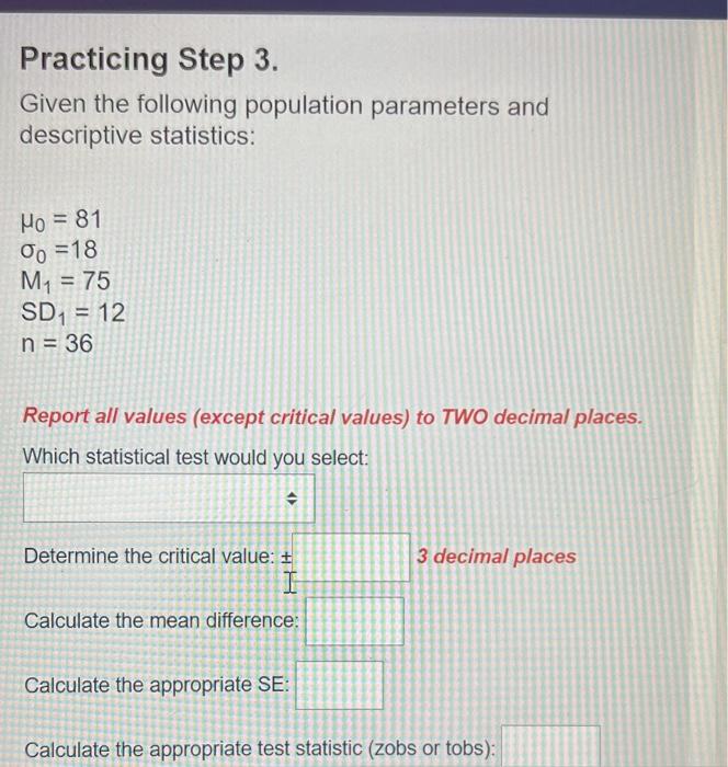 Solved Practicing Step 3. Given the following population | Chegg.com