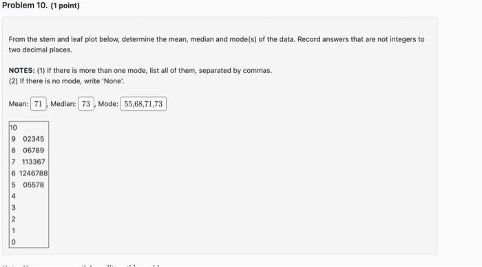 Solved From the stem and leaf plot below, determine the | Chegg.com