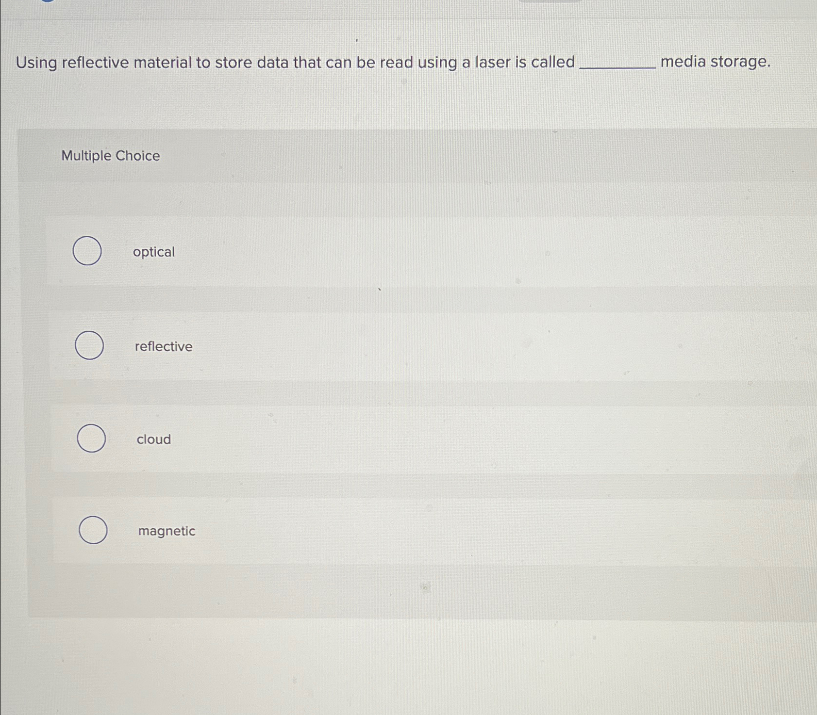 Solved Using reflective material to store data that can be | Chegg.com
