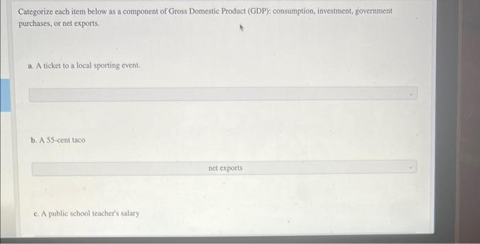 Solved Categorize each item below as a component of Gross | Chegg.com