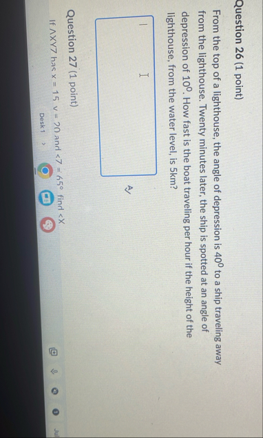 Solved Question 26 (1 ﻿point)From the top of a lighthouse, | Chegg.com