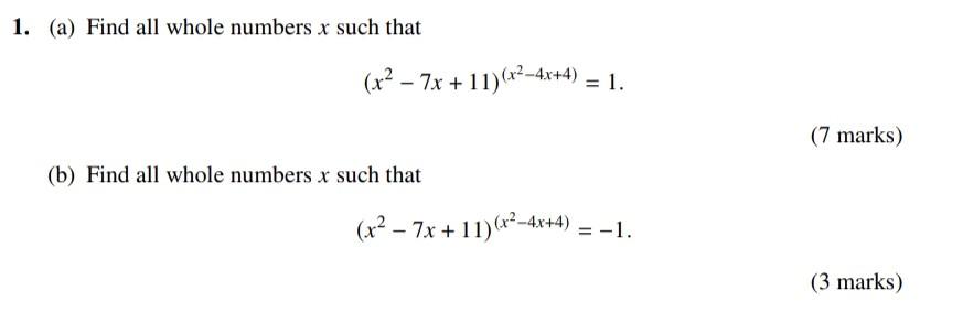Solved 1. (a) Find all whole numbers x such that | Chegg.com