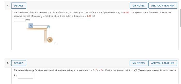 Solved The coefficient of friction between the block of mass | Chegg.com