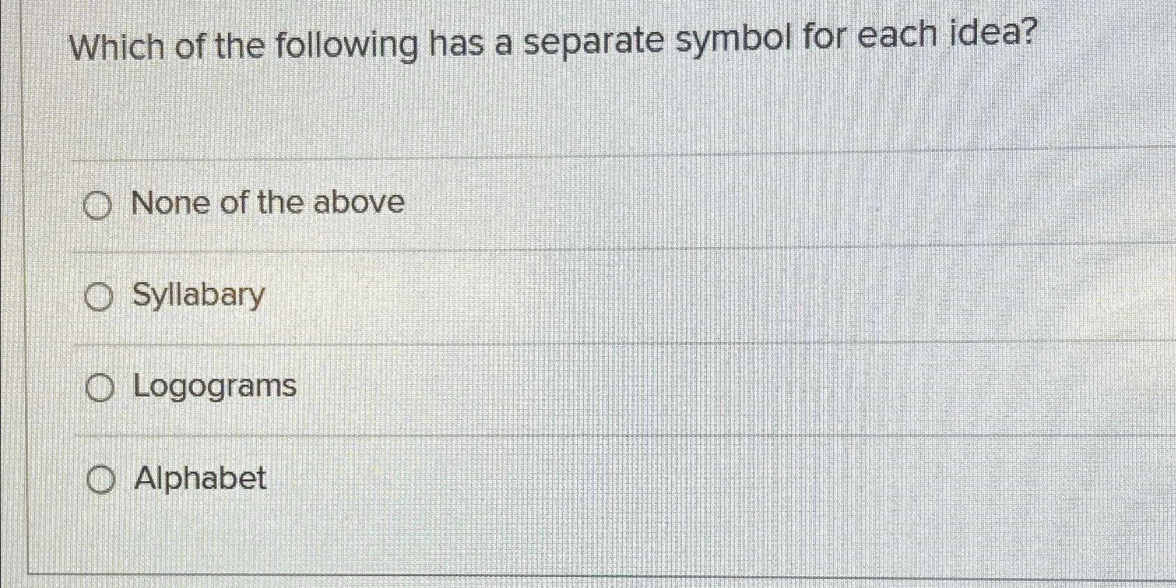 Solved Which of the following has a separate symbol for each | Chegg.com