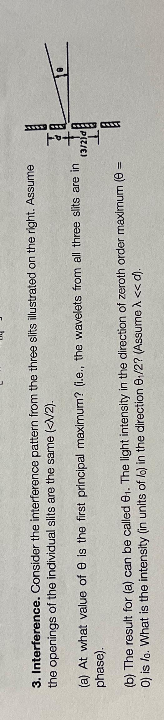Solved Interference. Consider the interference pattern from | Chegg.com