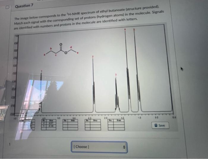Solved Question 7 The image below corresponds to the 1H⋅ NMR | Chegg.com