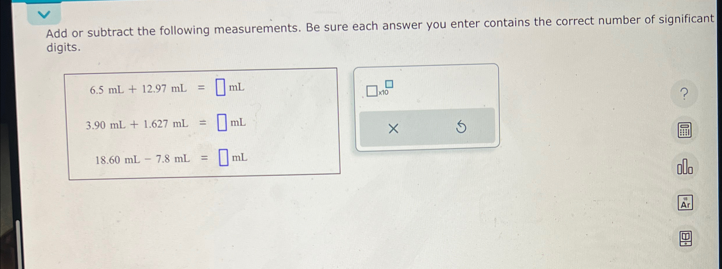 Solved Add or subtract the following measurements. Be sure | Chegg.com