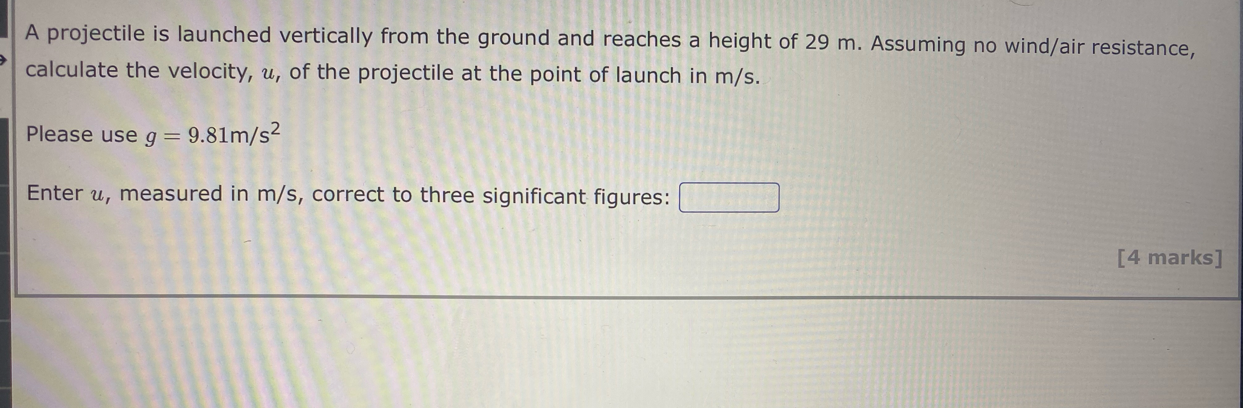 Solved A projectile is launched vertically from the ground | Chegg.com