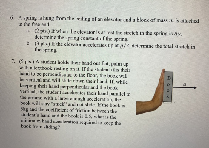 Solved 6. A spring is hung from the ceiling of an elevator | Chegg.com
