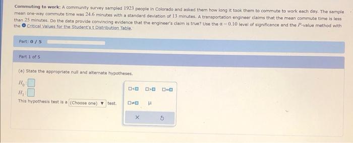 Solved Commuting to work: A community survey sampled 1923 | Chegg.com
