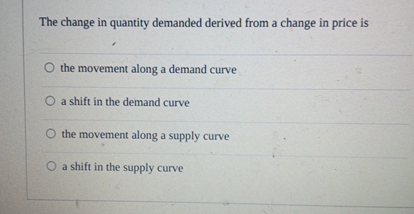 Solved The change in quantity demanded derived from a change | Chegg.com