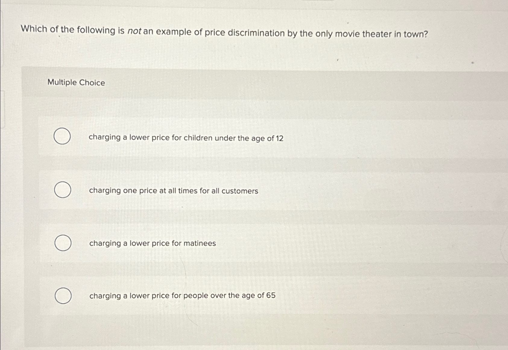 Solved Which of the following is not an example of price | Chegg.com