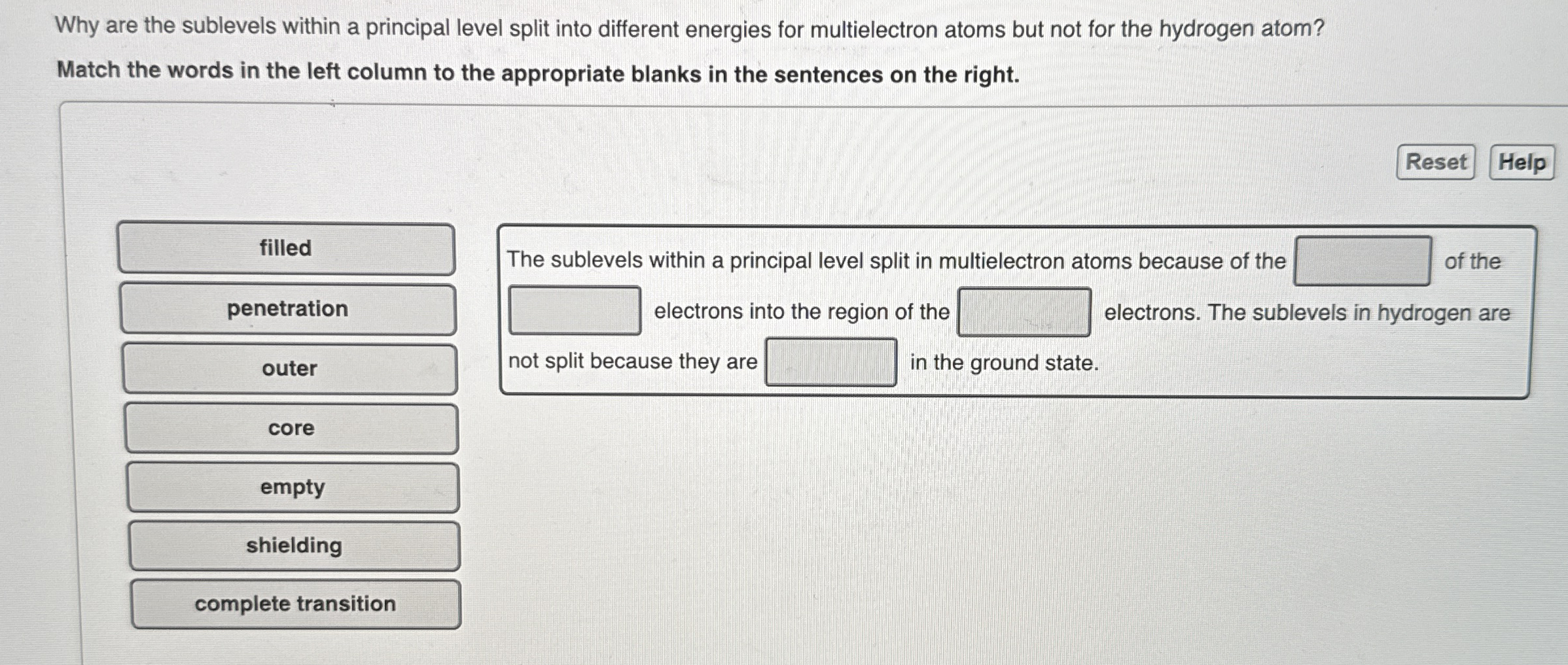 Solved Why are the sublevels within a principal level split | Chegg.com