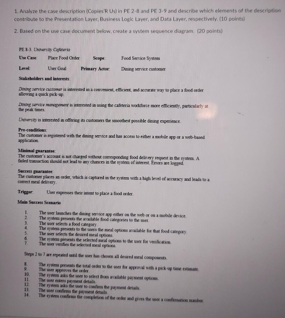 1. Analyze the case description (Copies R Us) in PE | Chegg.com