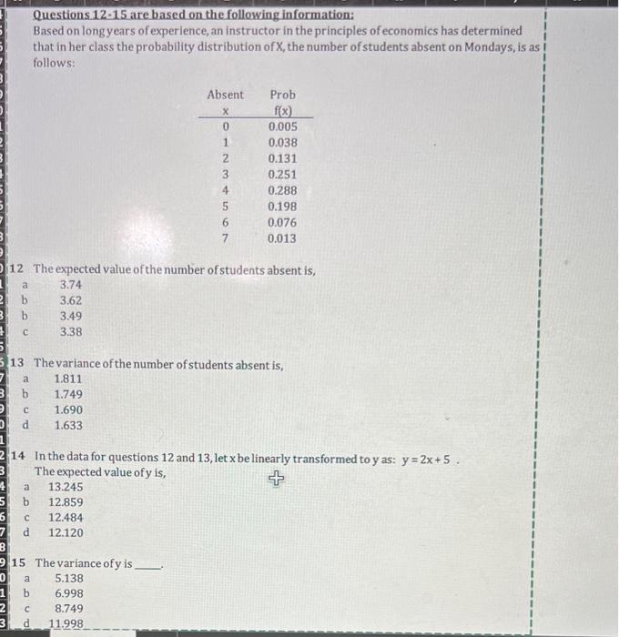 Solved Questions.12-15 are based on the following | Chegg.com