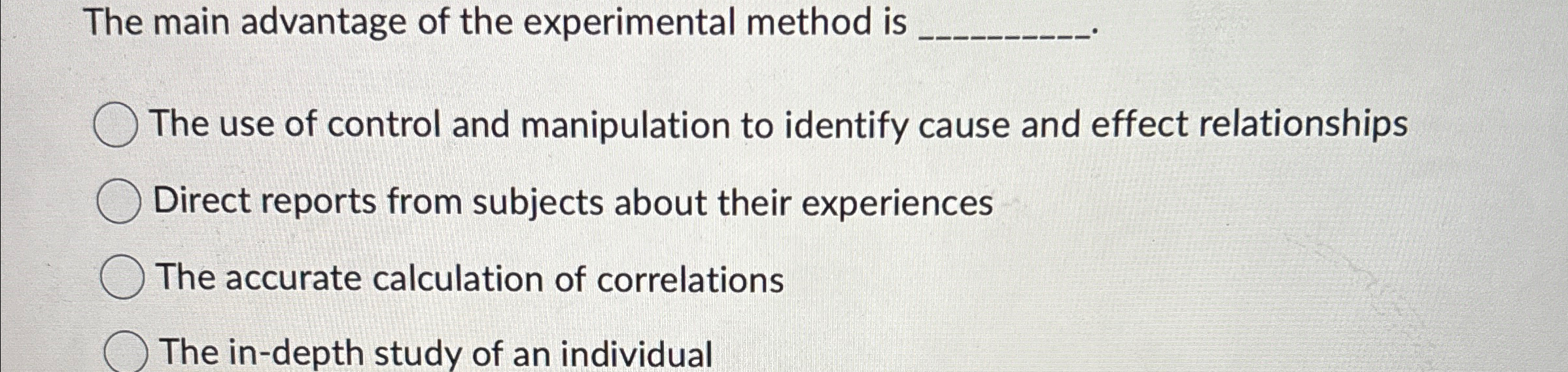 Solved The main advantage of the experimental method isThe | Chegg.com