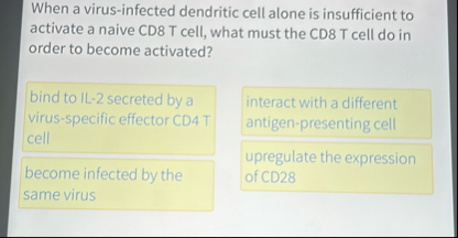 Solved When a virus-infected dendritic cell alone is | Chegg.com