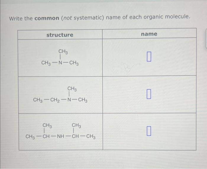 Solved Write the common (not systematic) name of each | Chegg.com