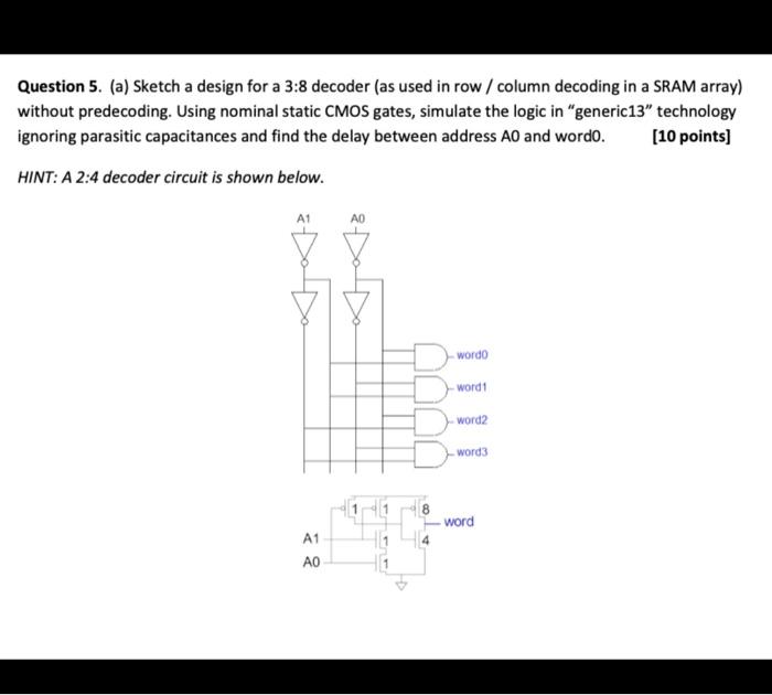 Question 5. (a) Sketch a design for a 3:8 decoder (as | Chegg.com